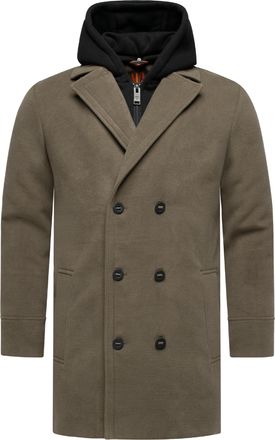 Stone Harbor Herren Mantel in Wollmantel-Optik langer Trenchcoat mit herausnehmbaren Inlayer Darioon XX Stone Brown Gr. XL