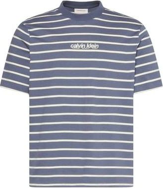 Calvin Klein T-shirt droit col rond ray&eacute; en coton