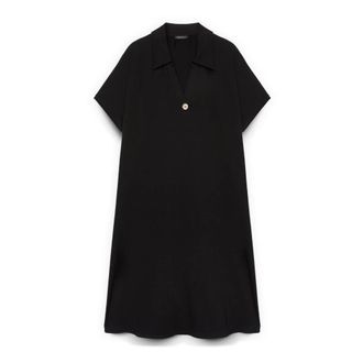 Fiorella Rubino Kleid mit Polokragen und Schmuckknopf - - Dresses - Damen - Schwarzk - XS