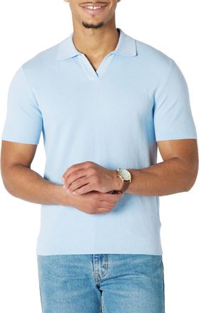 Amazon Essentials Herren-Polopullover, Normale Passform, kurzärmelig, Strick, Himmelblau, Größe XXL