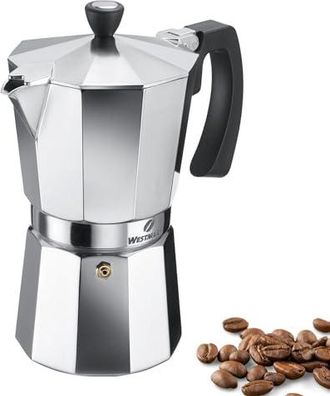 Westmark Espressokocher Brasilia, 1 Stk - Klassischer Kaffeekocher für 9 Tassen - Robuster Kaffeebereiter aus Edelstahl für aromatischen Kaffee - Silber, 14 cm