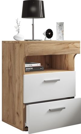 VCM Nachtschrank | Beistelltisch mit Zwei Schubladen | Nachttisch | Maße ca. H. 61 x B. 45 x T. 39 cm - Slepal L