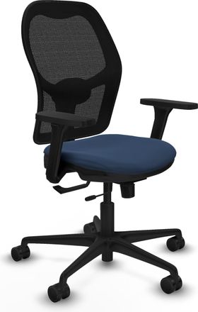 Piqueras y Crespo B&uuml;rostuhl mit 3D-Armen, h&ouml;henverstellbare Lendenwirbelst&uuml;tze, ausgestattet mit Syncro/Translack und Schaumstoff, Schwarz/Marineblau