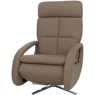 Hhg [NEUWERTIG] Relaxsessel HHG-804, TV-Sessel Liegesessel, Liegefunktion drehbar, elektrisch verstellbar Voll-Leder taupe