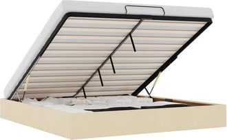 vidaXL Cadre de lit ottoman sans matelas cr&egrave;me 180x200 cm tissu vidaXL