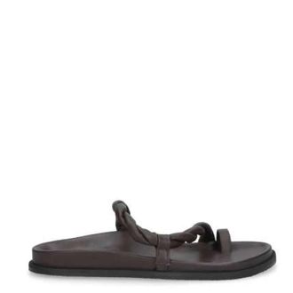 Elena Iachi Braune Leder geflochtene flache Sandale - - Shoes - Damen - Braun - 38 EU