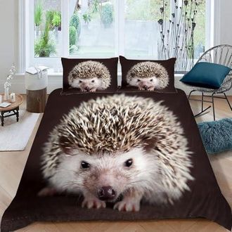 Generic Housse de Couette 240 x 260 H&eacute;Risson Parure de Lit 3D Imprim&eacute;e Microfibre Animaux Mignons Housse Couette 2 Personnes avec Fermeture &eacute;clair + 2 Taie do