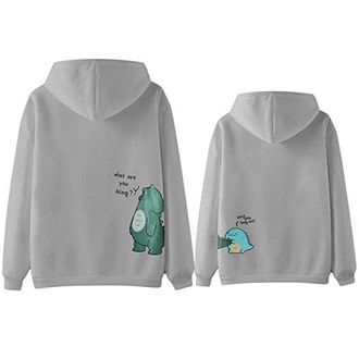 Generic Lot de 2 pulls &agrave; col en V pour femmes et hommes - Sweats dinosaures pour amoureux - Sweats assortis pour les couples - Mariage - Anniversaire, gris, L