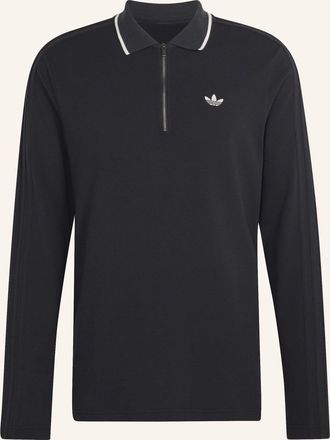 adidas Originals Adidas Originals 3-Streifen Poloshirt, Lang&auml;rmelig, Gerippt schwarz