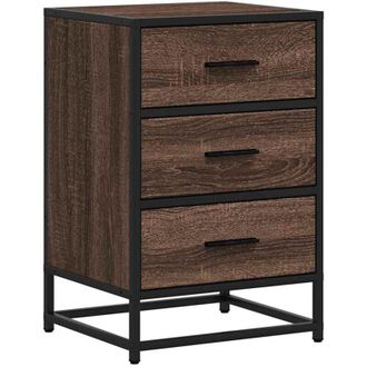 vidaXL Vidaxl - Nachttisch Braun Eichen-Optik 40x34,5x60cm Holzwerkstoff Metall