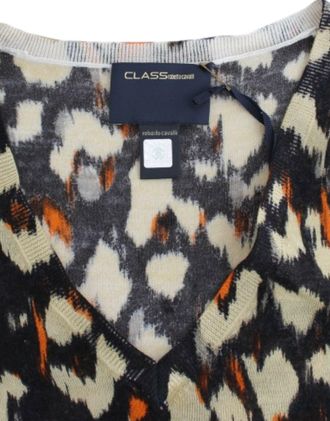 Roberto Cavalli Leopard-Print Virgin Wool Sweater - Black