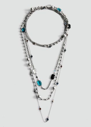 Mango Collier perles combin&eacute;es argent - Femme - Taille unique - MANGO