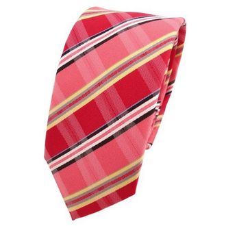 TigerTie &eacute;troit Designer cravate rouge lachsorange jaune gris blanc ray&eacute; - Tie