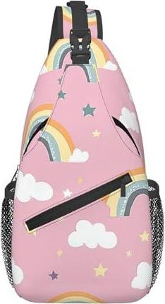 Generic Sacoche Tactique Mignon nuage Rainbow &eacute;toile de dessin anim&eacute; L&eacute;ger Sac De Poitrine R&eacute;glable Sac &agrave; Dos De Voyage pour Homme Femme &eacute;cole