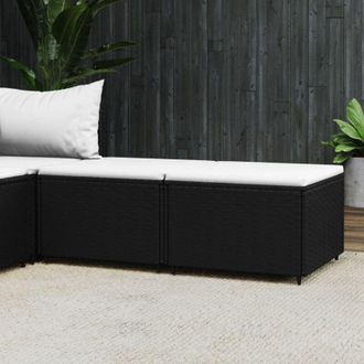 vidaXL Vidaxl - Gartenhocker mit Kissen 2 Stk. Schwarz Poly Rattan