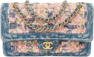 Chanel Crossbody Bags - Chanel Denim Quilted Tweed Medium Double Flap Cros - Gr. unisize - in Blau - f&uuml;r Damen