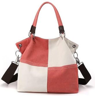 Generic Sac fourre-tout en toile pour femme - Multicolore - Sac &agrave; main en toile - Sac &agrave; main d&eacute;contract&eacute; - Sac &agrave; main fourre-tout, Rouge, 34*31*13 cm / 13.39*