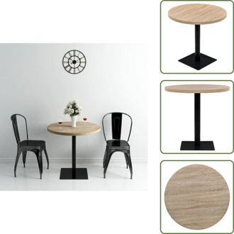 vidaXL Bistrotisch mdf und Stahl Rund 80 x 75 cm Eichenoptik - Esstisch - Bistrotisch - Runder Tisch - Holzoptik - Eichenoptik - The Living Store