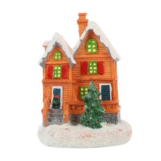 TOPBATHY Weihnachts Minihaus LED Beleuchtung Mikro Landschaftsdekor Harz Miniatur Haus Dekoration f&uuml;r Weihnachtsfeier