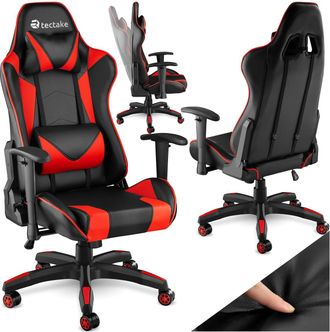 TecTake Gaming Stuhl, B&uuml;rostuhl ergonomisch, Computerstuhl mit hoher R&uuml;ckenlehne, Gaming Sessel, PC Stuhl, inkl. Lordosenst&uuml;tze und Nackenkissen, Racing Stil 