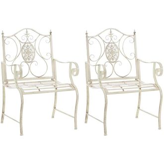 Clp Lot de 2 chaises de jardin Punjab Cr&egrave;me antique