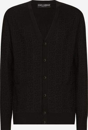 Dolce & Gabbana Cardigan Aus Seide Mit Dg-logo - Mann Strickwaren Schwarz 44