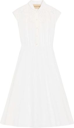 Valentino Embroidered Poplin Midi Dress