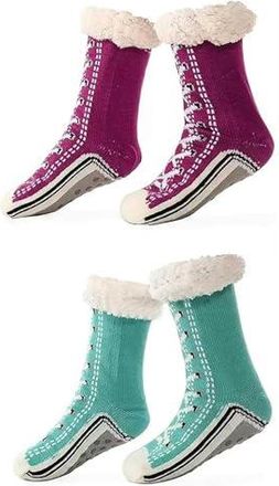 Generic Accordinglye Chaussons dhiver ultra épais en cachemire - Unisexe - Super doux, chaud et confortable - Doublure en polaire antidérapante, 2 pièces B., 