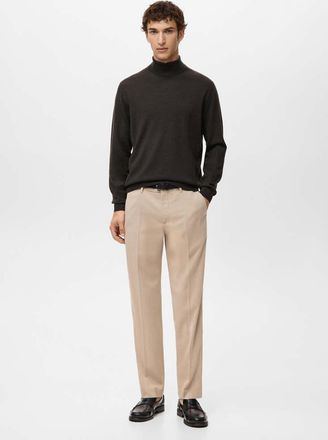 Mango Pull col montant 100 % laine m&eacute;rinos chocolat - Homme - XL - MANGO MAN