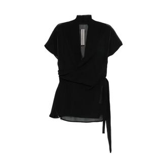 Rick Owens Wrap SS Top - - Blouses & Shirts - Damen - Schwarzk - XS