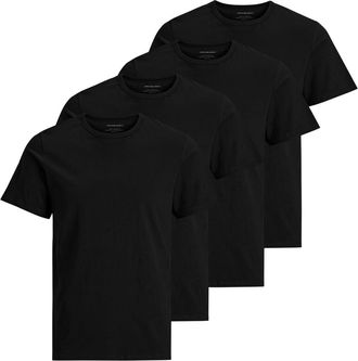 Jack & Jones Herren Basic T-Shirt 4er Pack Rundhals O-Neck Regular aus Baumwolle, Größe:XXL, Farbe:Schwarz
