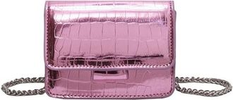 Generic Mini sac &agrave; bandouli&egrave;re pour femme, petit sac &agrave; main carr&eacute; en cuir synth&eacute;tique avec sangle de cha&icirc;ne, sac &agrave; bandouli&egrave;re tendance pour f&ecirc;te, rendez-vous