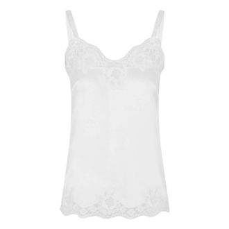 Dolce & Gabbana Femme, Tops, Blanc, Taille: 46 FR Top en satin et dentelle