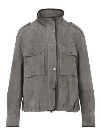 Brunello Cucinelli Blouson En Cuir - Gris