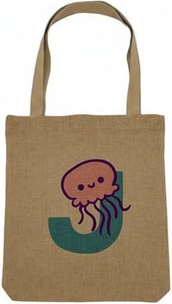 Fabulous Sac Shopping Tote Bag Aspect Lin - J like Jellyfish Letter First Name Animals Drawing Child - Sac de Courses Toile Epaisse 360g Beige Naturel Cabas Po
