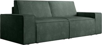 Vente-Unique Canapé 3 places en velours côtelé vert AMELIA