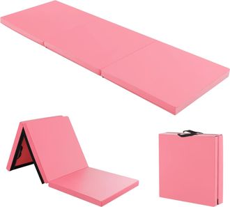 Costway GOPLUS Weichbodenmatte, 180 x 60 x 5 cm Turnmatte rutschfest mit Klettverschl&uuml;ssen & Tragegriffen, Gymnastikmatte klappbar aus Kunstleder, Turnmatte z