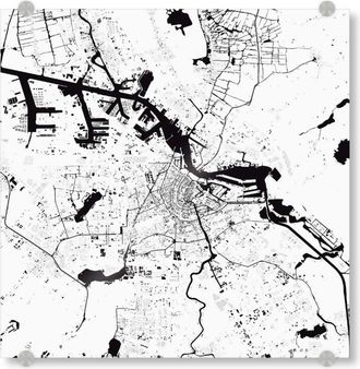 artboxONE Acrylglasbild 100x100 cm St&auml;dte Amsterdam White Bild hinter Acrylglas - Bild Amsterdam Holland Karte