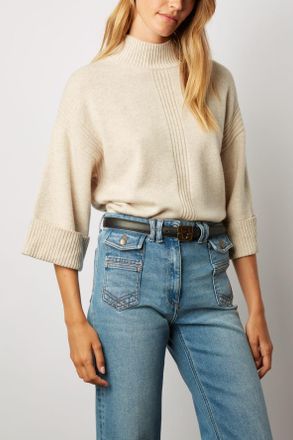 Gerard Darel Pull ample &agrave; col montant en laine - LAZARINE - Beige ros&eacute;