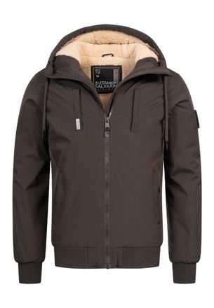 Alessandro Salvarini Herren Winterjacke (S-3XL) - gefütterte Kapuze, 6 Taschen, innen Teddyfell - AS431 - Dunkelgrau Größe XXL - Gr.XXL