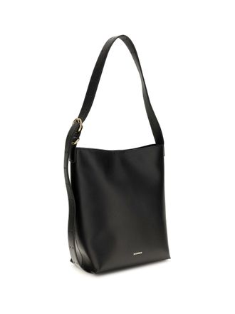 Jil Sander Womens Cannolo Tote Black Calf Leather Bos Taurus Handbags Hand Bags