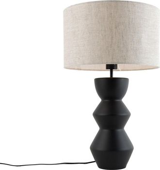 QAZQA Alisia - Lampe de table avec Abat-Jour - 1 lumi&egrave;re - &oslash; 35 cm - Gris - Design - &eacute;clairage int&eacute;rieur - Salon i Chambre i Cuisine i Salle &agrave; manger