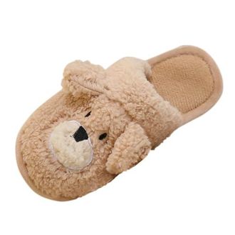 Generic Pantoufles pelucheuses pour femme - Motif ours mignon - Pantoufles dintérieur pelucheuses avec polaire en peluche - Sliders antidérapants pour lhiver 