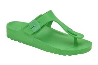 Scholl Tongs pour femme avec sangle r&eacute;glable, multicolore, vert, 39 EU