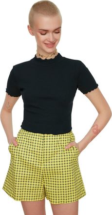 Trendyol Trendyol Damen Bluse Crop Gestrickte Bluse Blouse, Navy, S EU