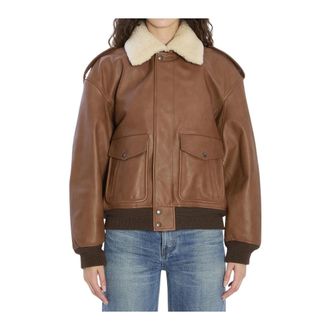 Saint Laurent Shearling-collar Bomber Jacket - - Jackets - Damen - Braun - S
