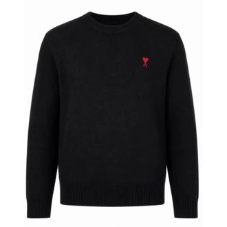 Ami Homme, Pulls, Noir, Taille: XS Pull Col Rond De Coeur