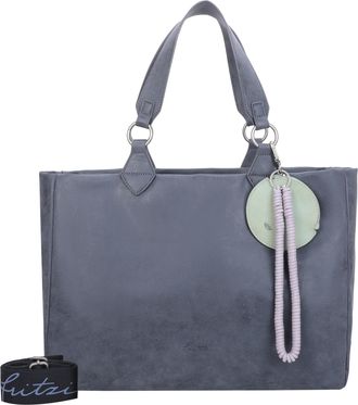 Fritzi Aus Preu&szlig;en Fritzi Izzy Vintage True Blue Shopper Kunstleder Damen Handtasche Umh&auml;ngetasche Festival City vegan abnehmbares Etui abnehmbare Kordelschnur Vintage-W