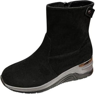 Generic Bottines pour femme &agrave; talon compens&eacute; - Style d&eacute;contract&eacute; - En daim synth&eacute;tique - Couleur unie - &Eacute;l&eacute;gantes - Antid&eacute;rapantes - Fermeture &eacute;clair lat&eacute;rale