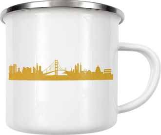 artboxONE Emaille Tasse SAN Francisco Gold Print Love von 44spaces - Emaille Becher Städte